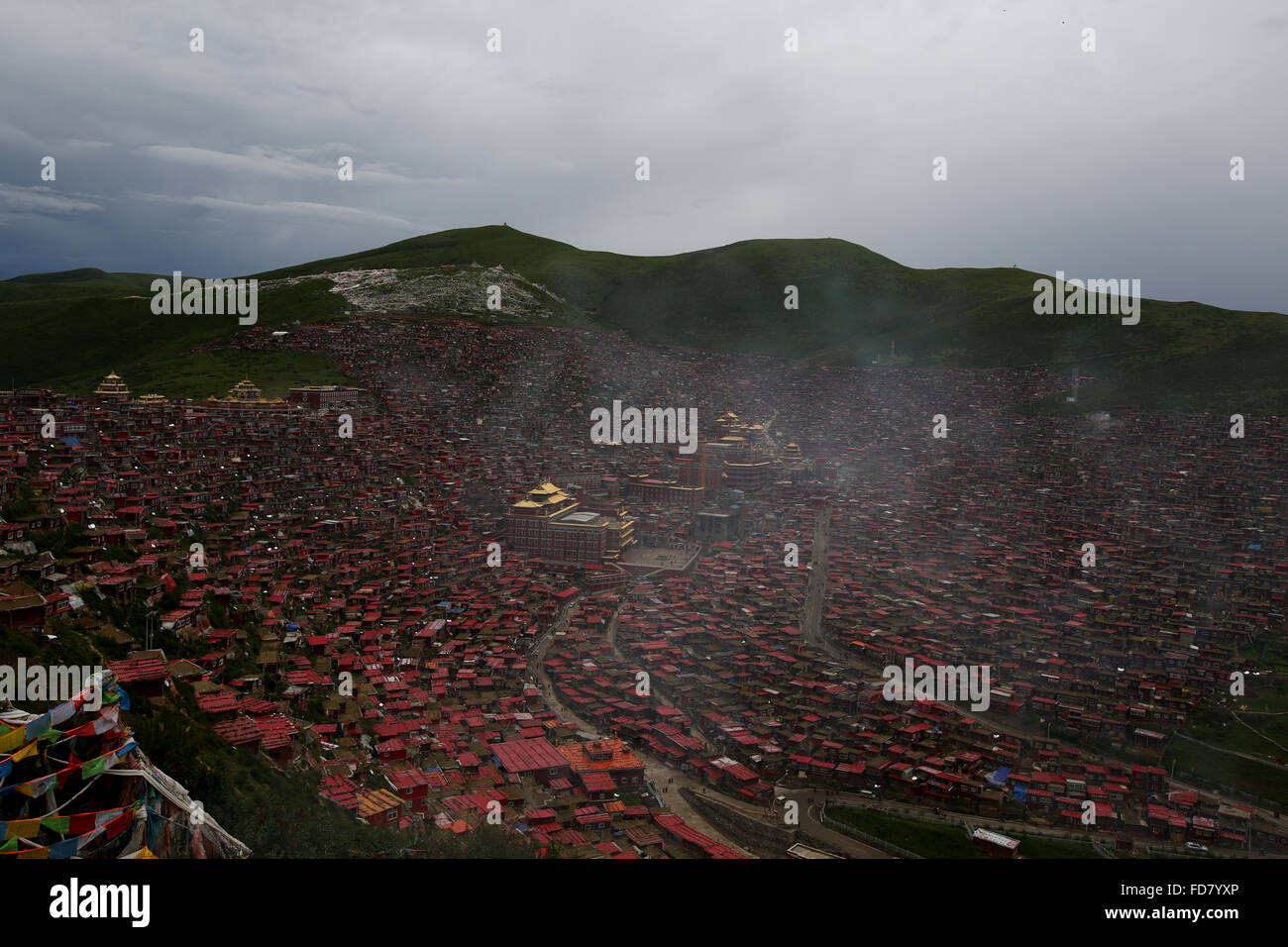 Rural buildings Garze zhou Sertar Xian Sichuan Province China Stock ...