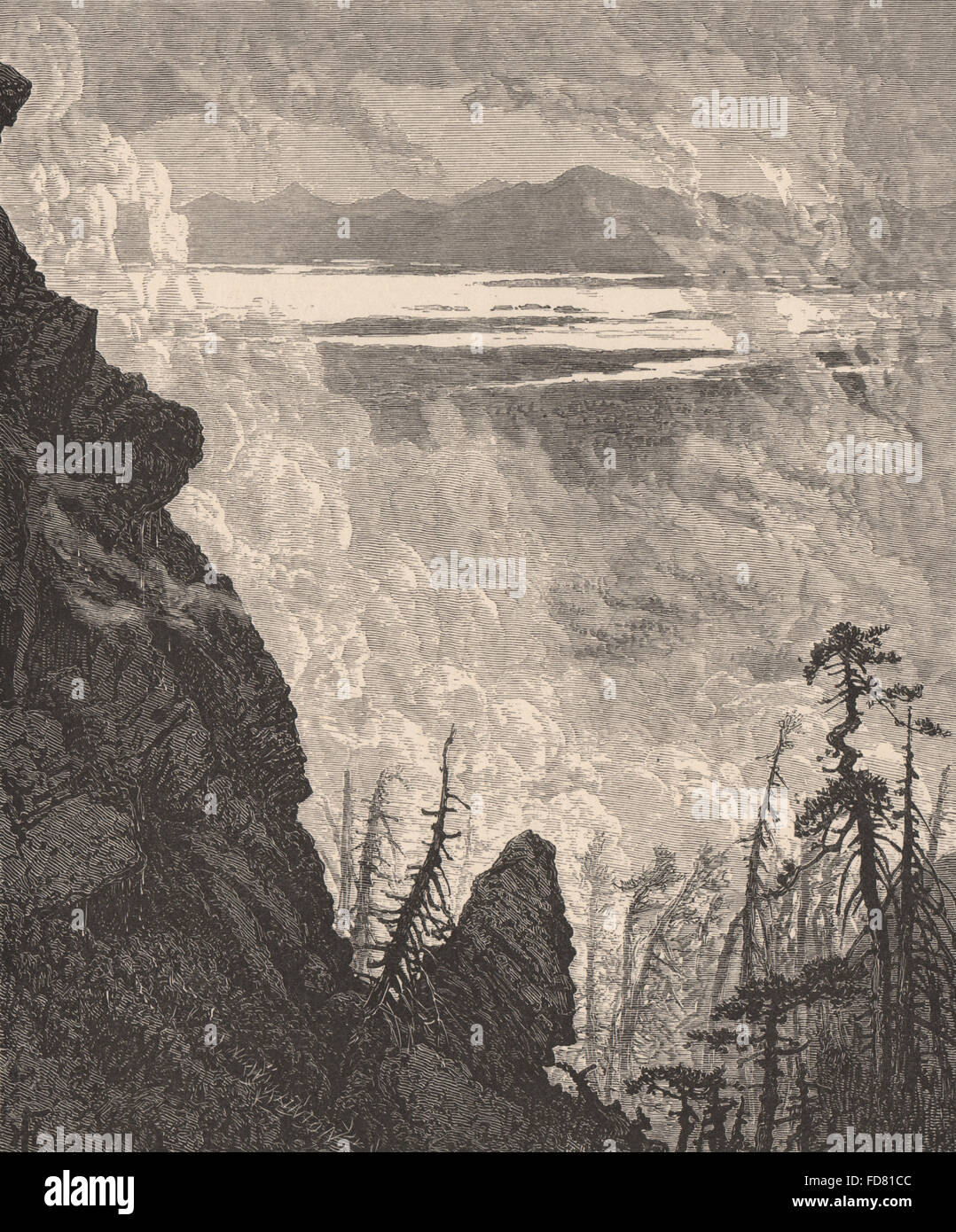 MOUNT MANSFIELD: Glimpse of Lake Champlain, from Summit. Vermont, print ...