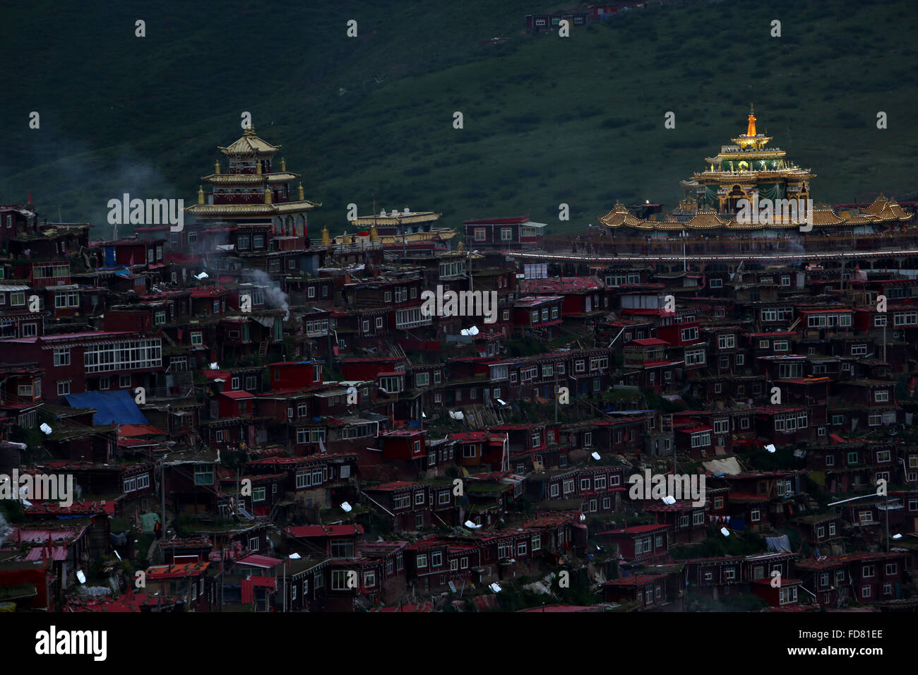 Rural buildings Garze zhou Sertar Xian Sichuan Province China Stock ...