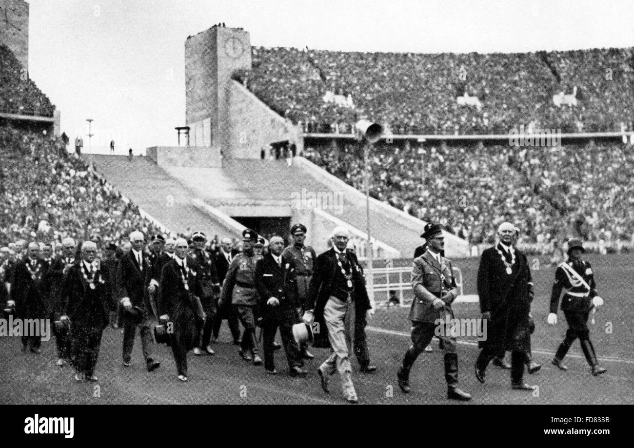 Adolf Hitler opens the Olympic Summer Games in Berlin, 1936 Stock Photo ...