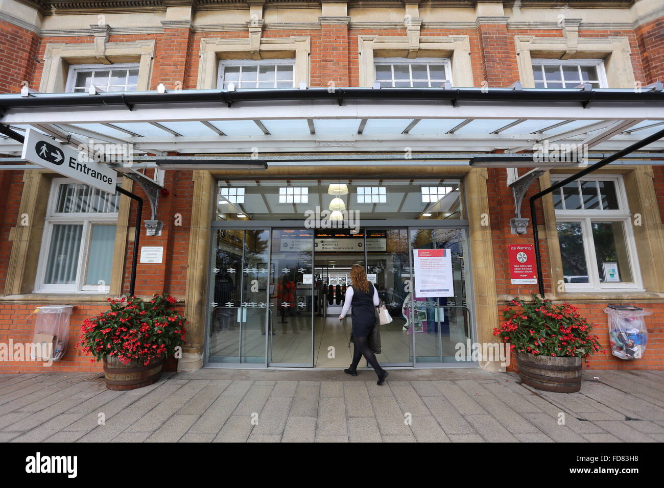 Entrance to Colchester Railway Station Essex glass canopy sliding door ...
