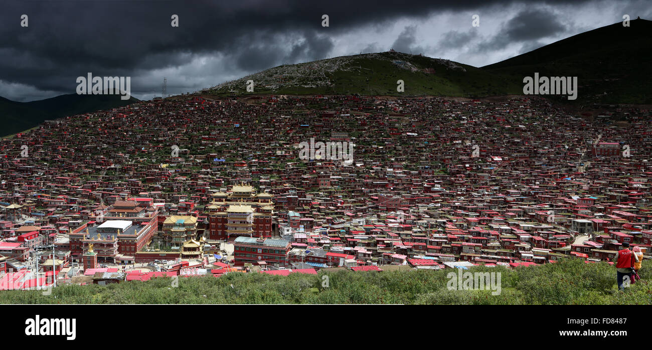 Rural buildings Garze zhou Sertar Xian Sichuan Province China Stock ...