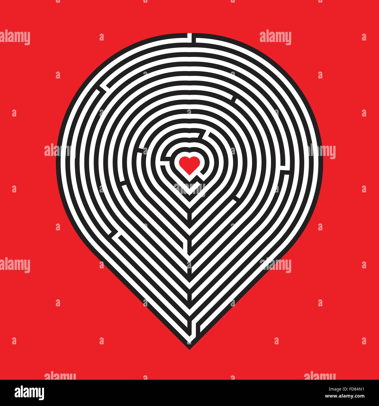 [EPS10] heart maze on red - abstract Stock Vector Image & Art - Alamy