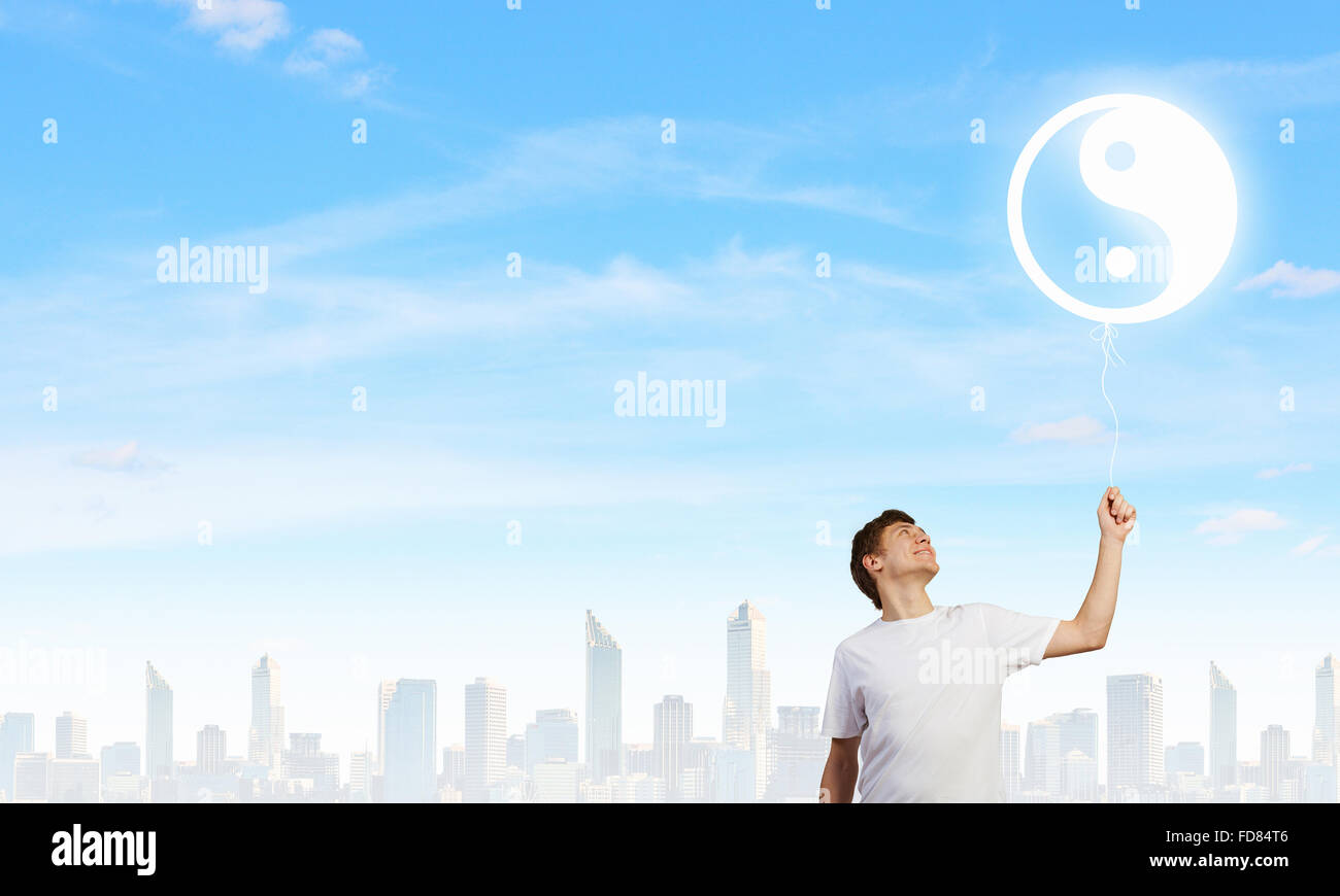 Young man representing soul balance and meditation concept Stock Photo ...