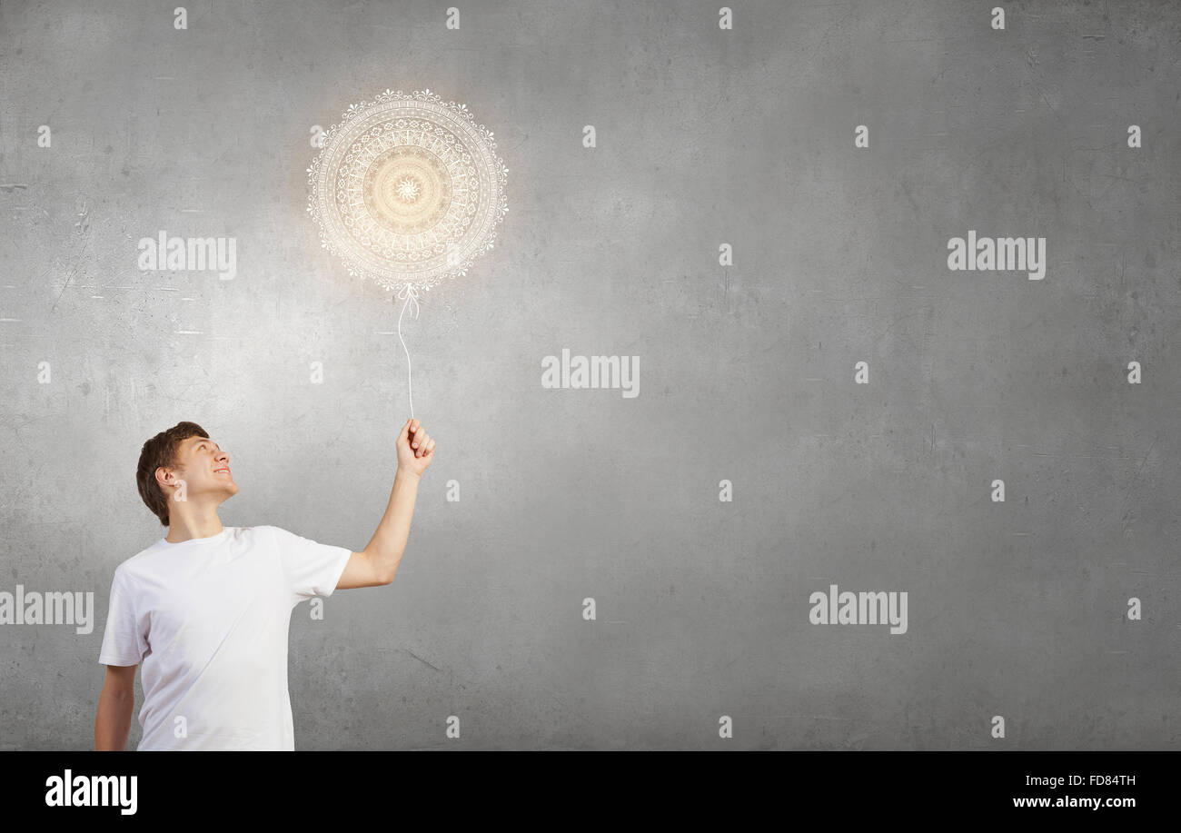 Young man representing soul balance and meditation concept Stock Photo ...