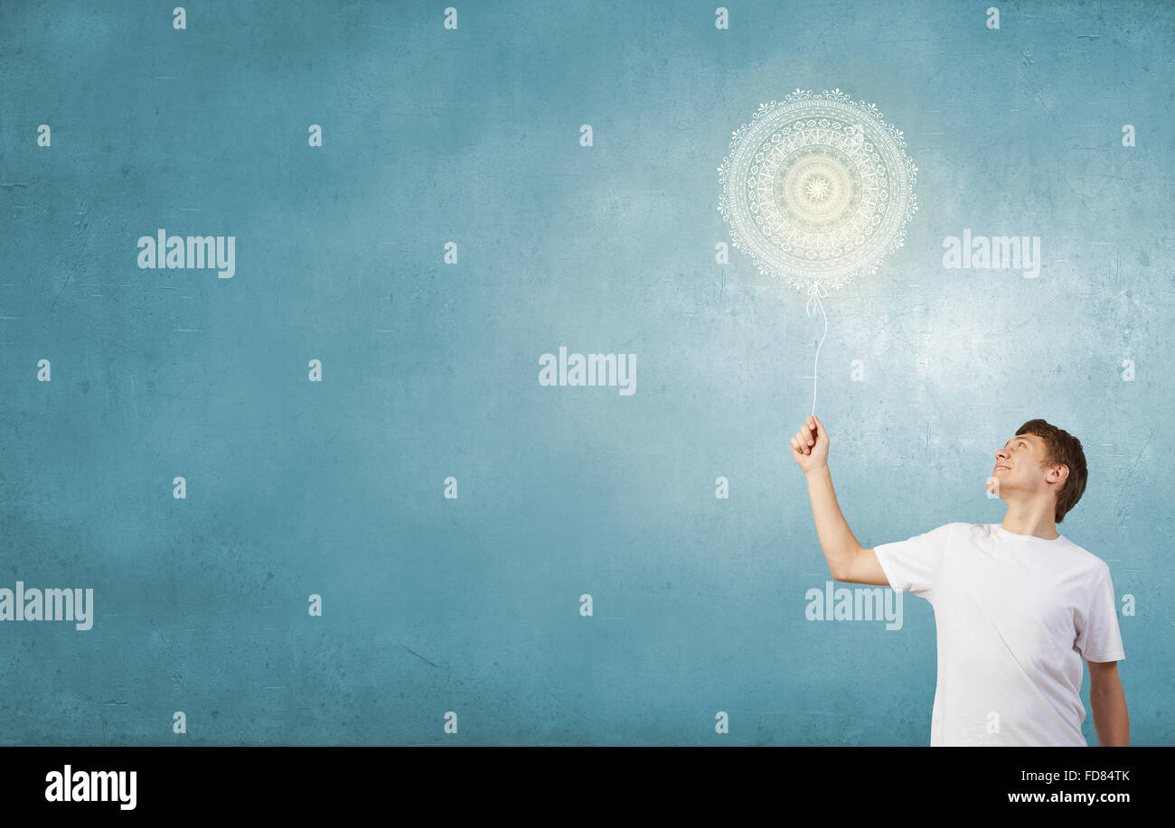 Young man representing soul balance and meditation concept Stock Photo ...