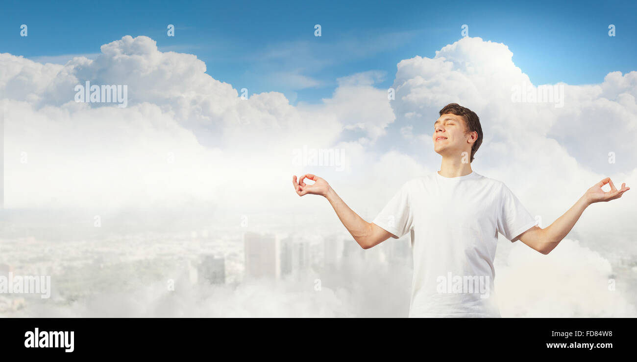Young man representing soul balance and meditation concept Stock Photo ...
