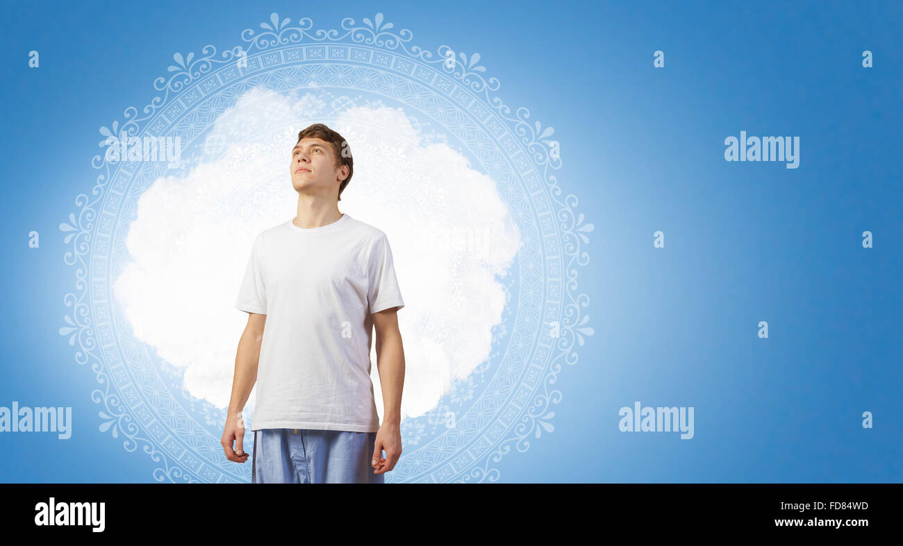 Young man representing soul balance and meditation concept Stock Photo ...