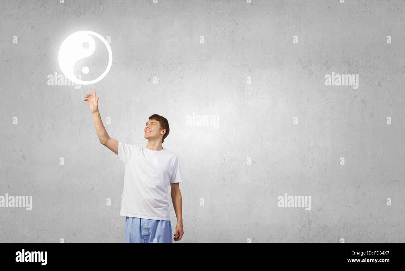 Young man representing soul balance and meditation concept Stock Photo ...