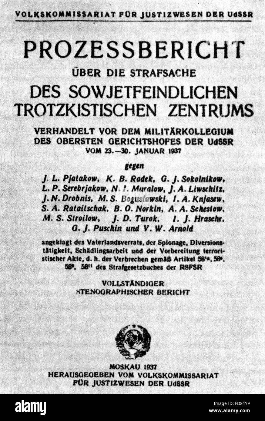 Process Report of the Moscow show trials in 1937 Stock Photo - Alamy