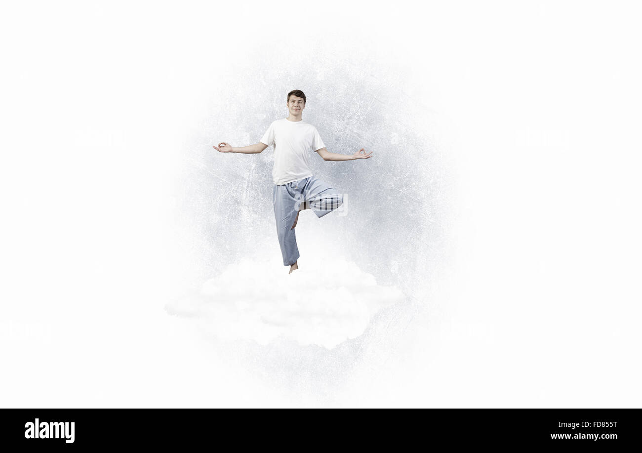 Young man representing soul balance and meditation concept Stock Photo ...