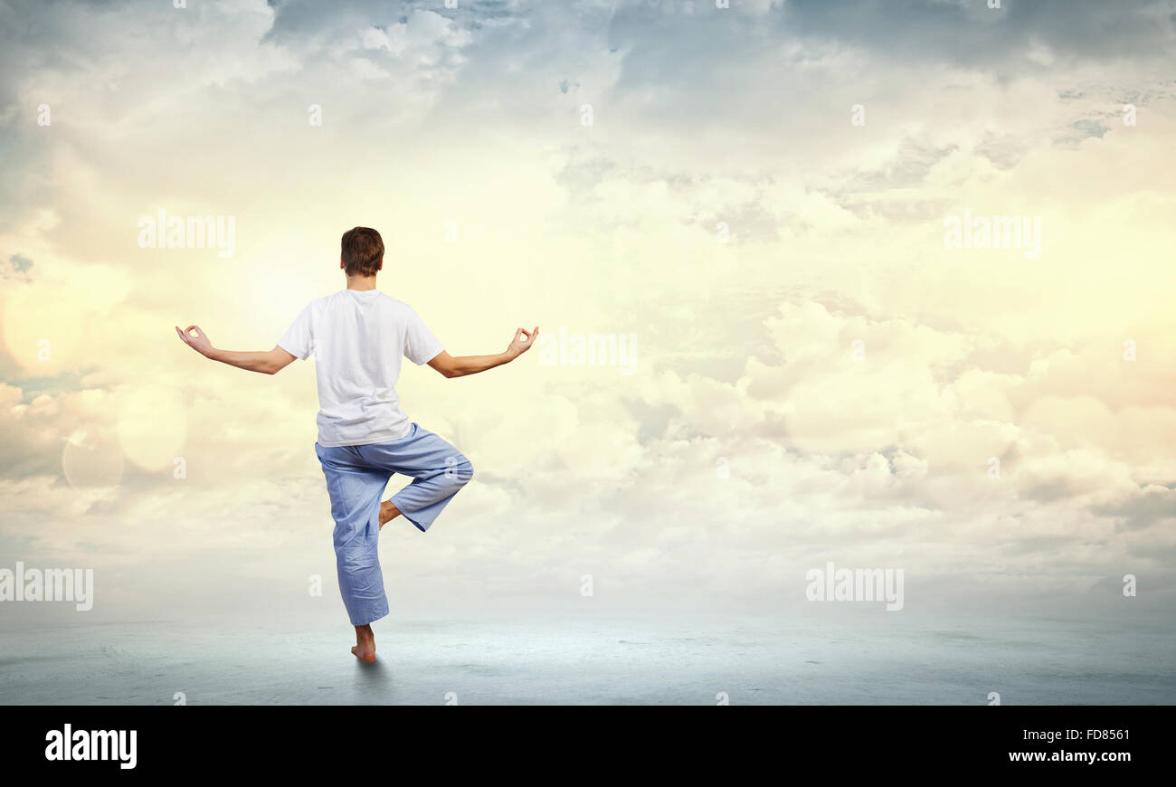 Young man representing soul balance and meditation concept Stock Photo ...