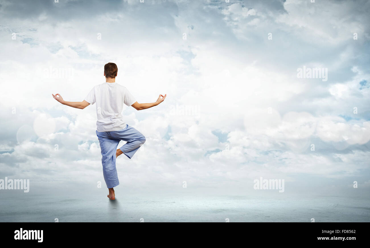 Young man representing soul balance and meditation concept Stock Photo ...