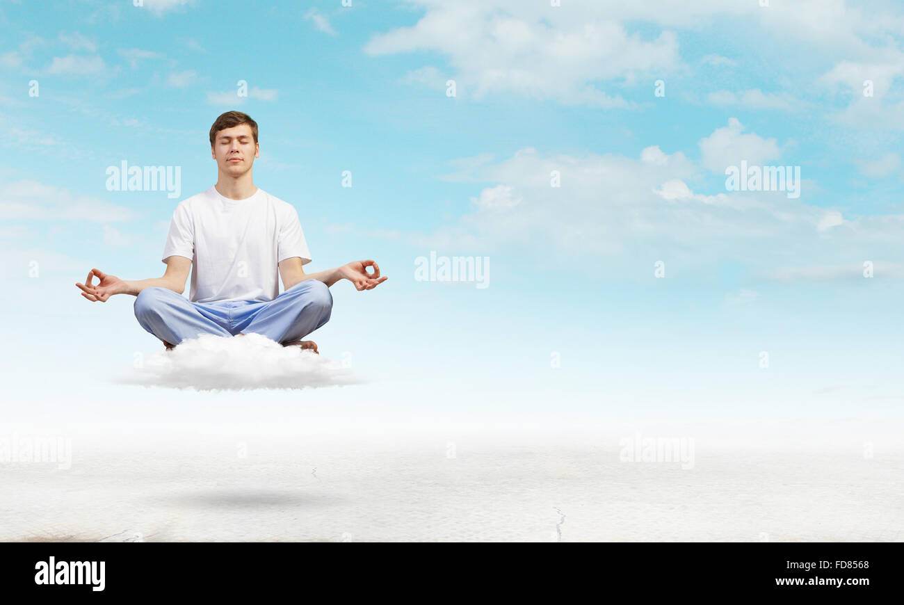 Young man representing soul balance and meditation concept Stock Photo ...