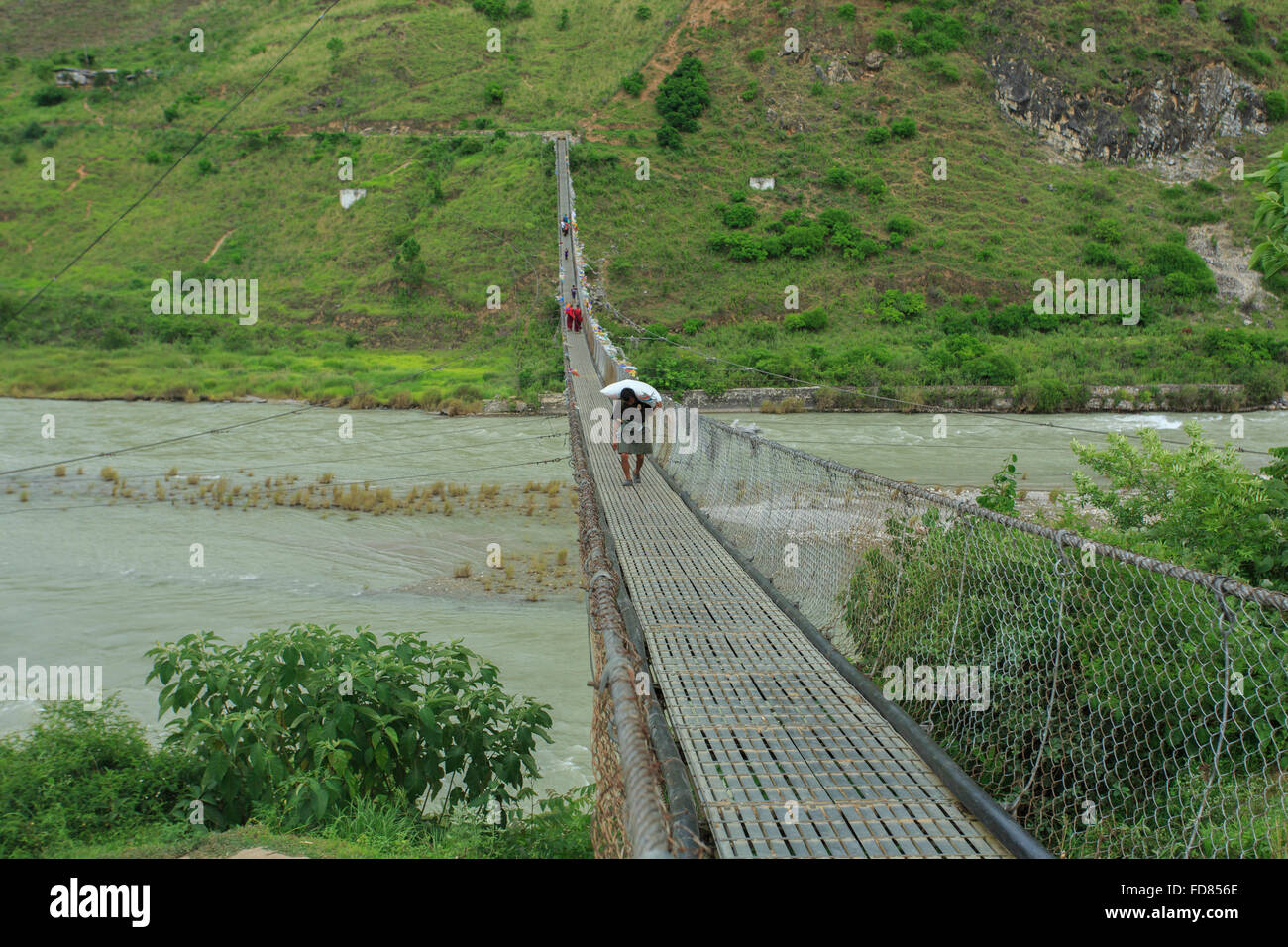 Suspension Bridge in Bhutan, near Punakha Dzong Stock Photo - Alamy