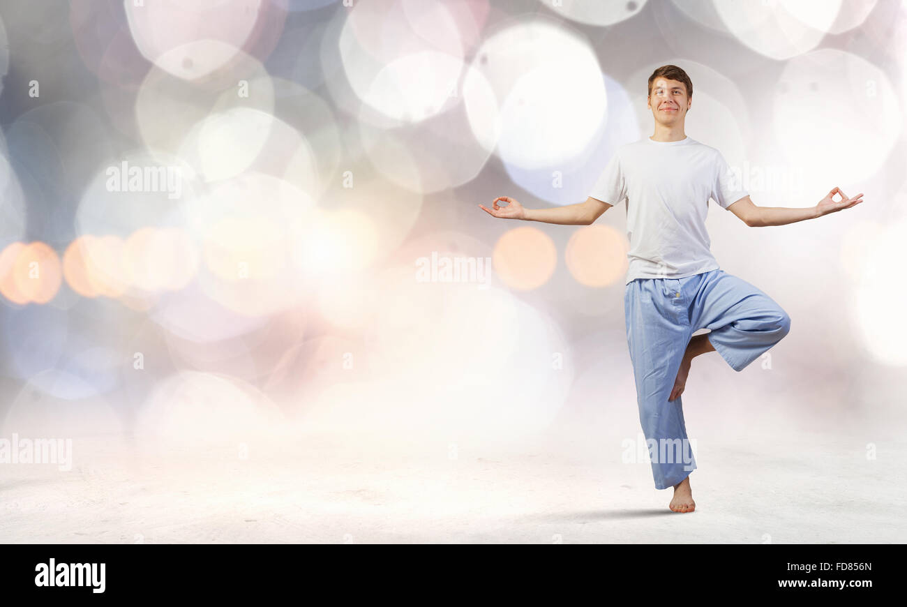 Young man representing soul balance and meditation concept Stock Photo ...