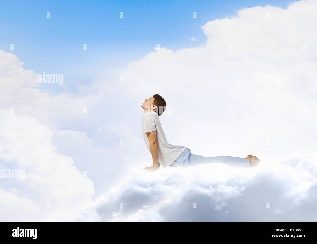 Young man representing soul balance and meditation concept Stock Photo ...