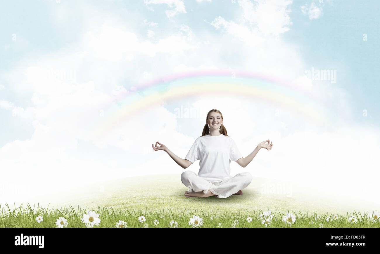 Young woman representing soul balance and meditation concept Stock ...