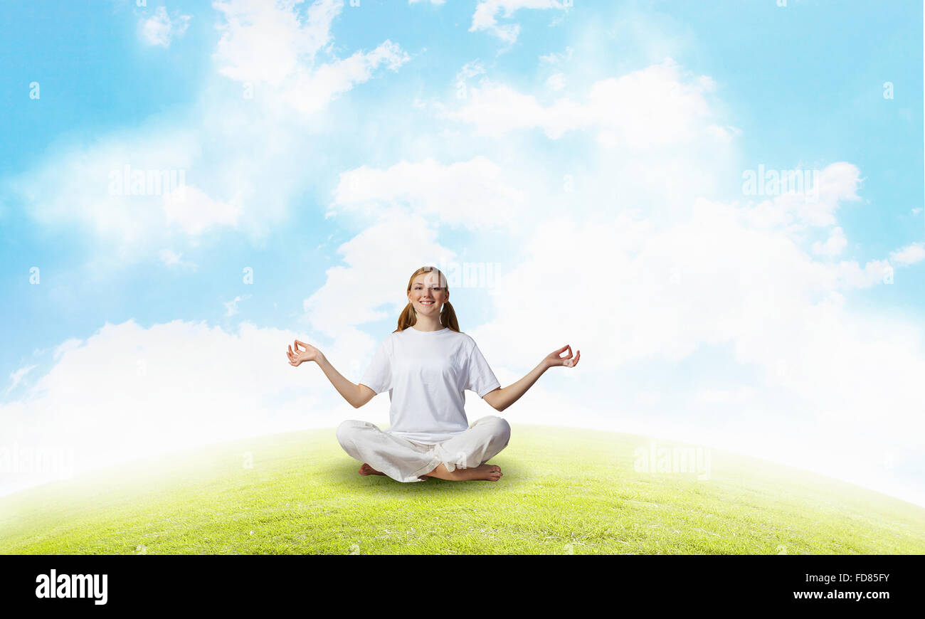 Young woman representing soul balance and meditation concept Stock ...