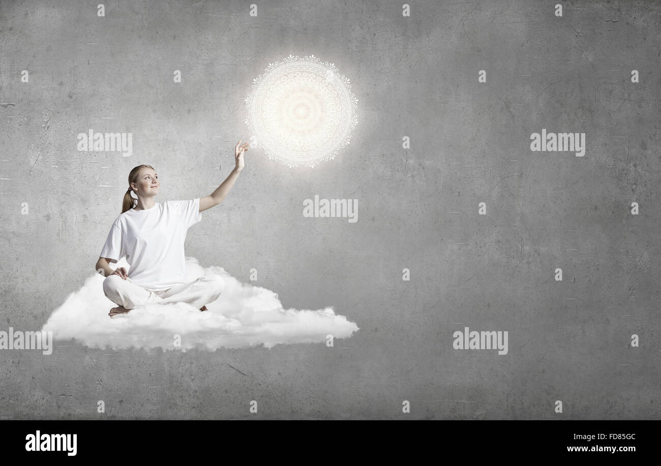 Young woman representing soul balance and meditation concept Stock ...