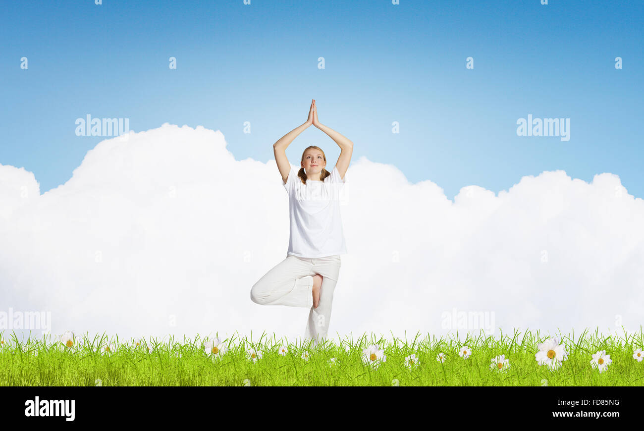 Young woman representing soul balance and meditation concept Stock ...