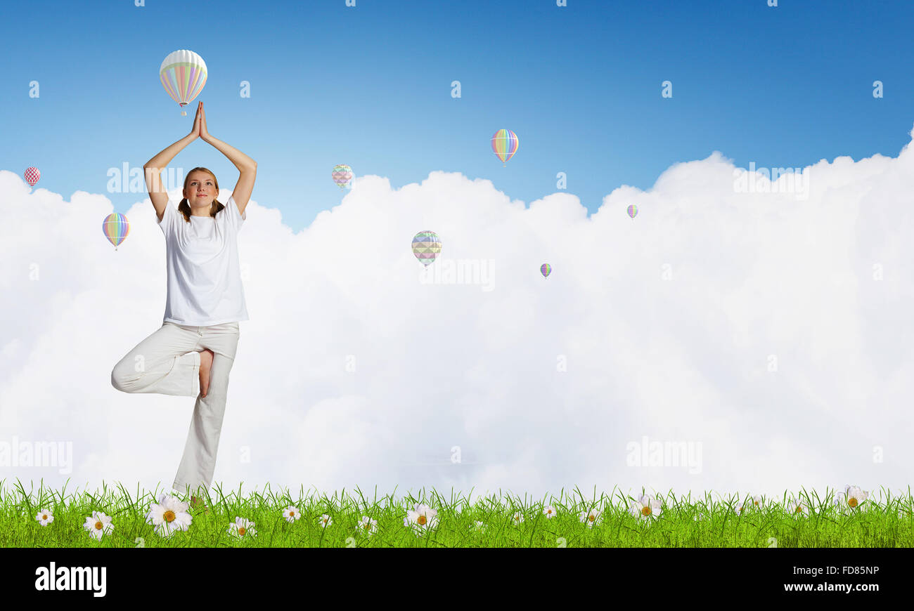 Young woman representing soul balance and meditation concept Stock ...