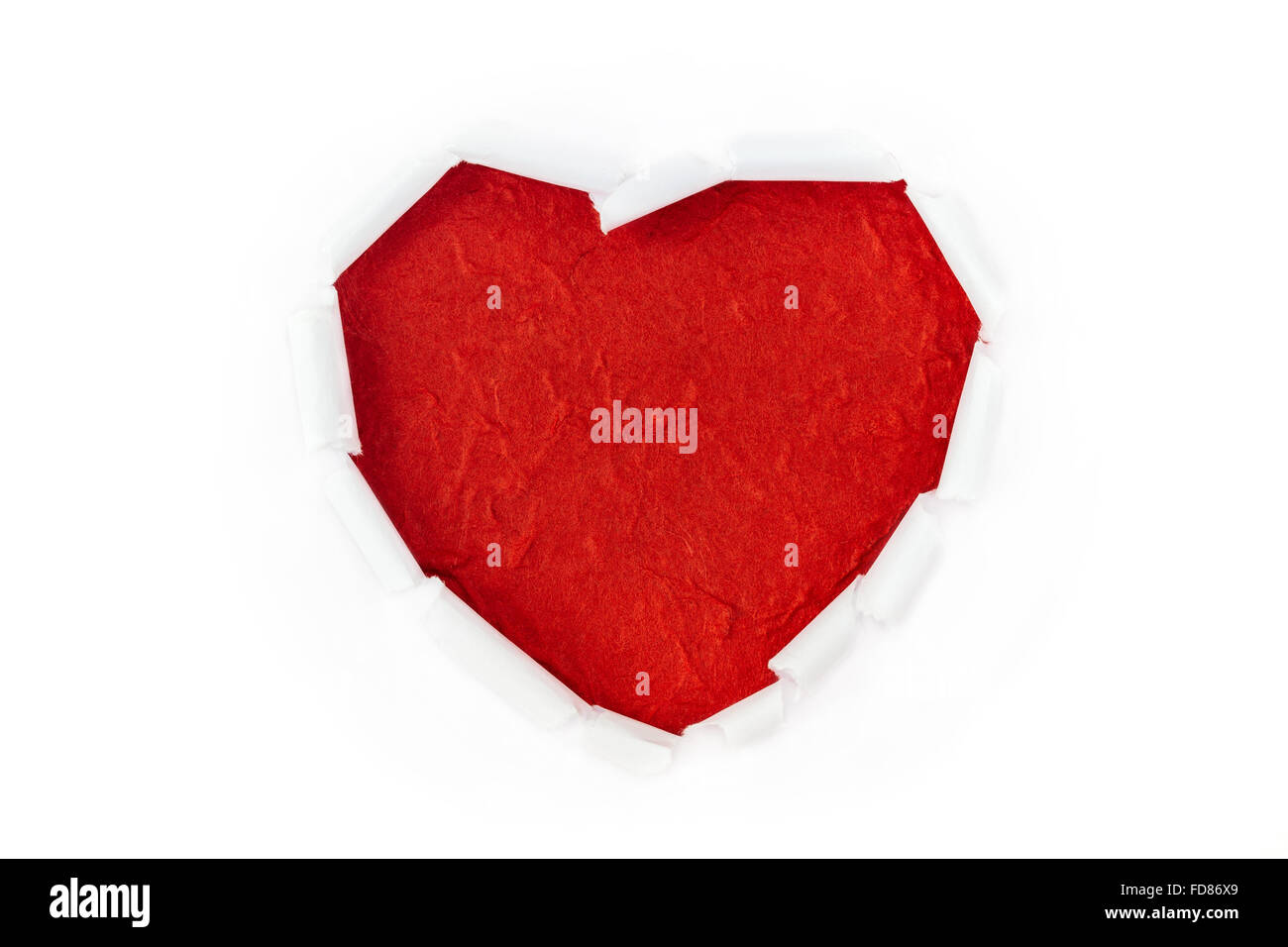 heart love ripped on white background Stock Photo - Alamy