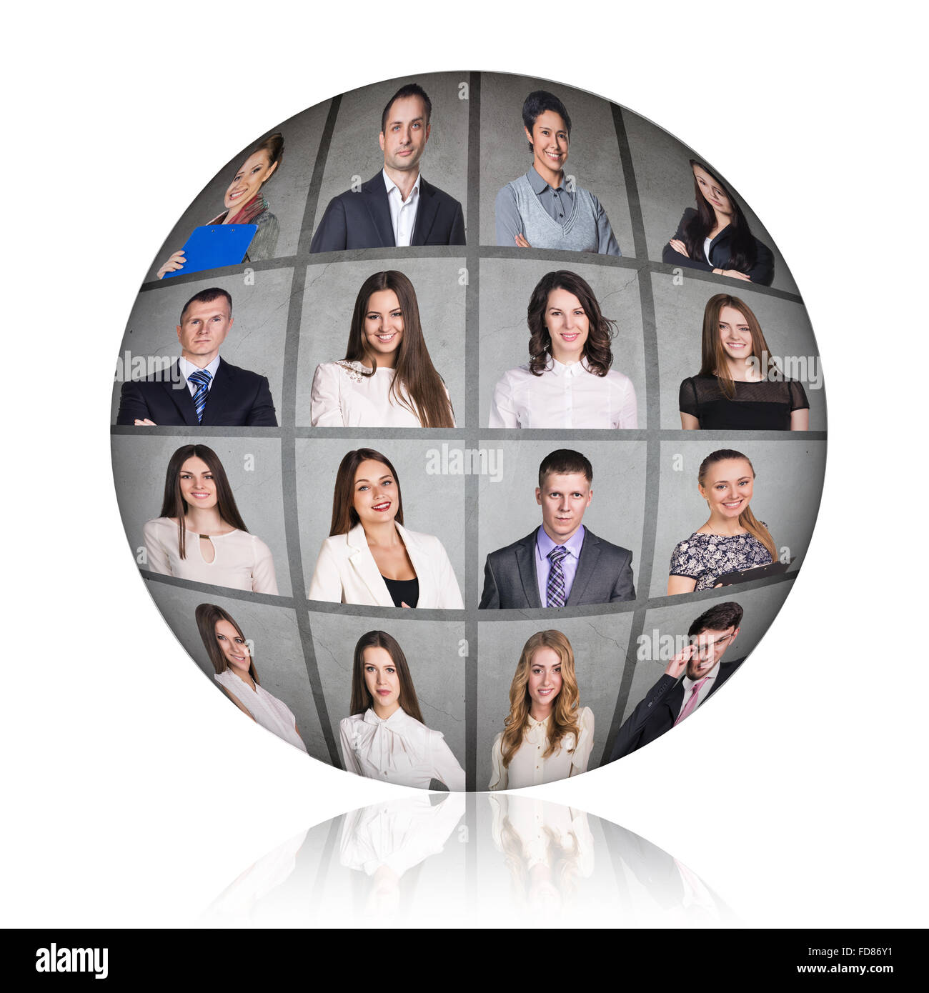 Business people portrait collage. Square shape. Gray background Stock ...