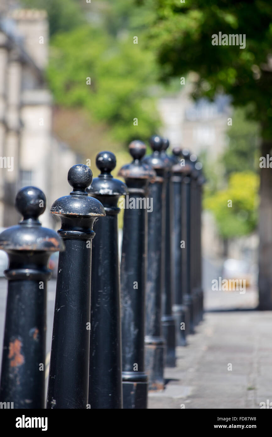 Row of street bollards hi-res stock photography and images - Alamy