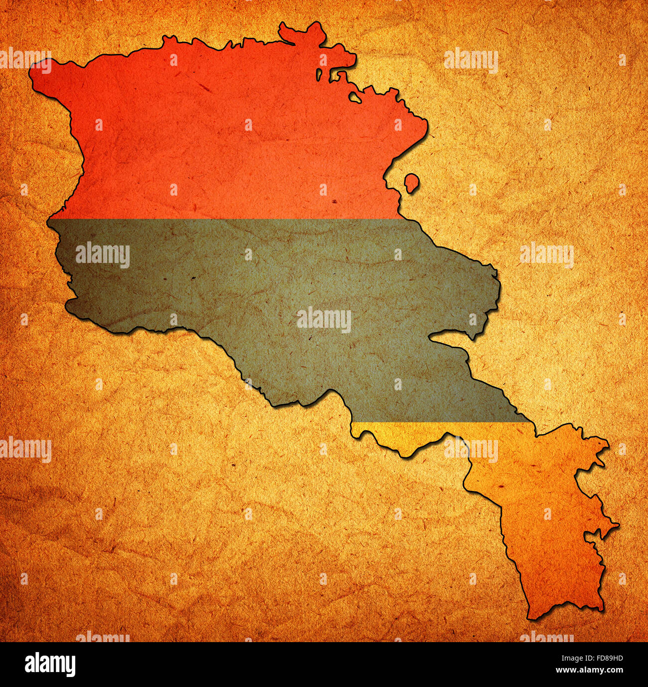 map with flag of armenia with national borders Stock Photo - Alamy