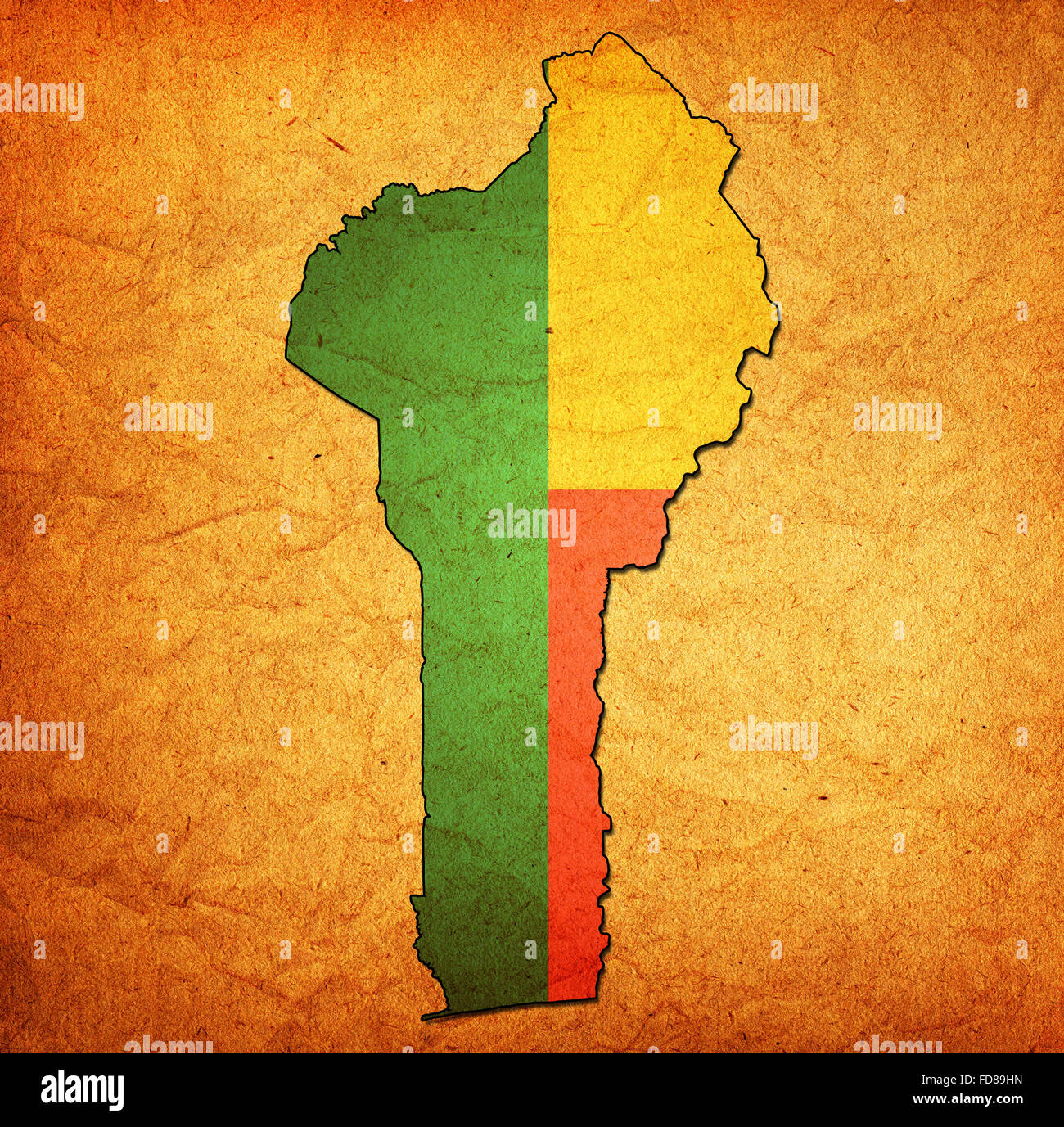 map with flag of benin with national borders Stock Photo - Alamy