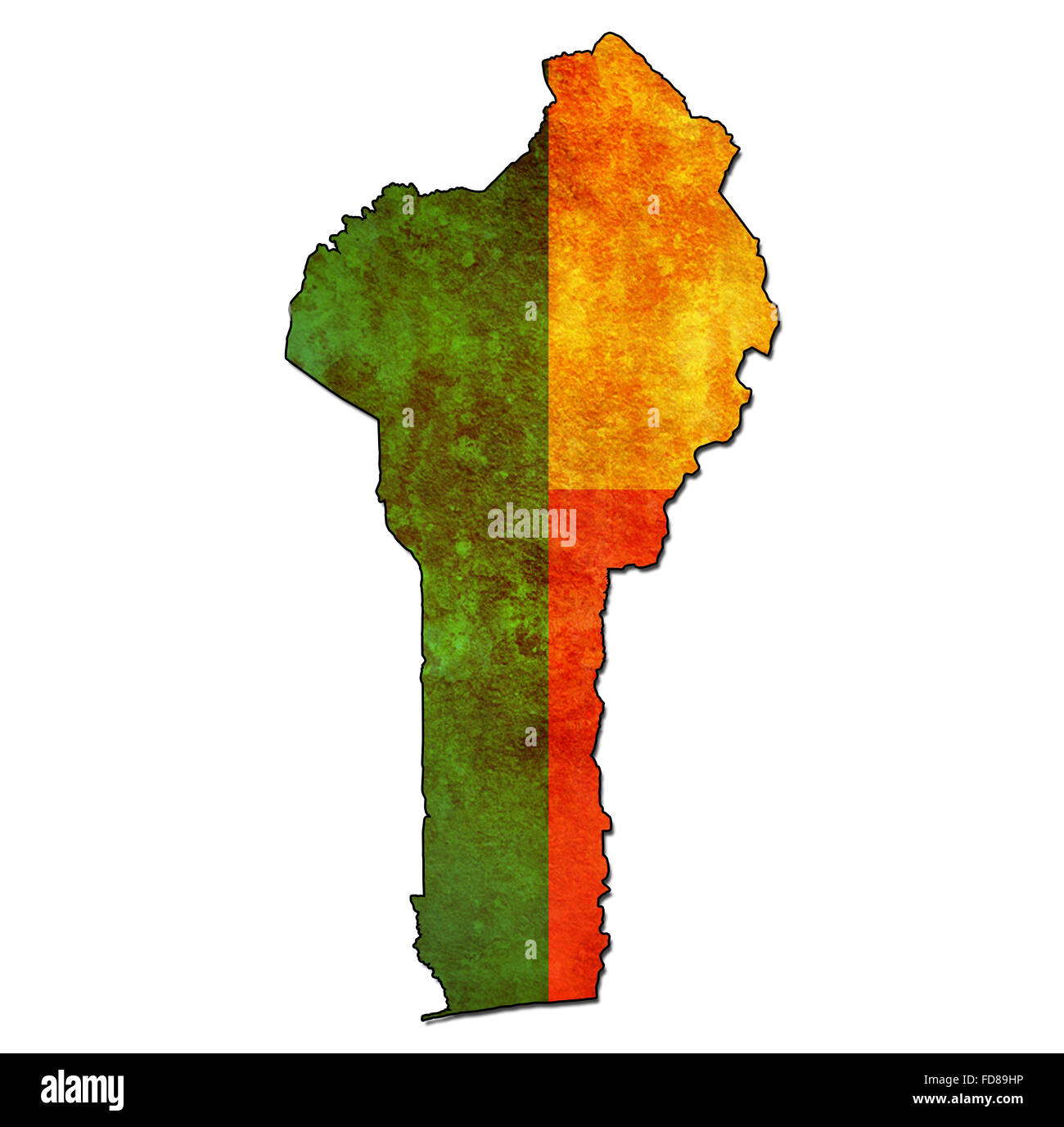 map with flag of benin with national borders Stock Photo - Alamy