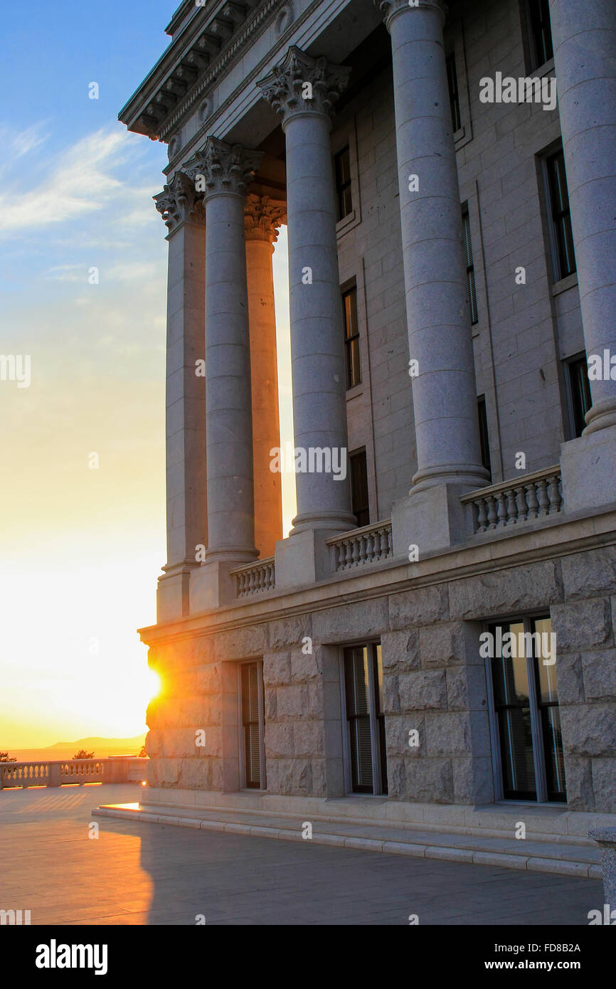 Utah State Capitol at sunset in Salt Lake City. Salt Lake City is the ...