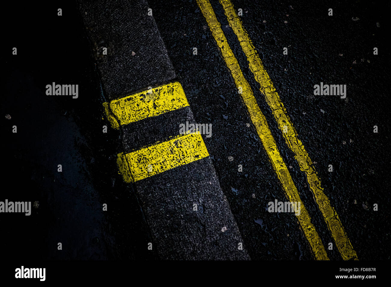 Double Yellow Lines in London Stock Photo - Alamy