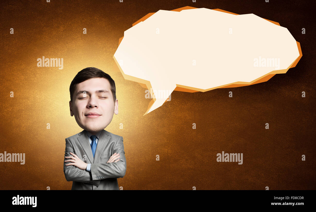 Young man with big head thinking about something Stock Photo - Alamy