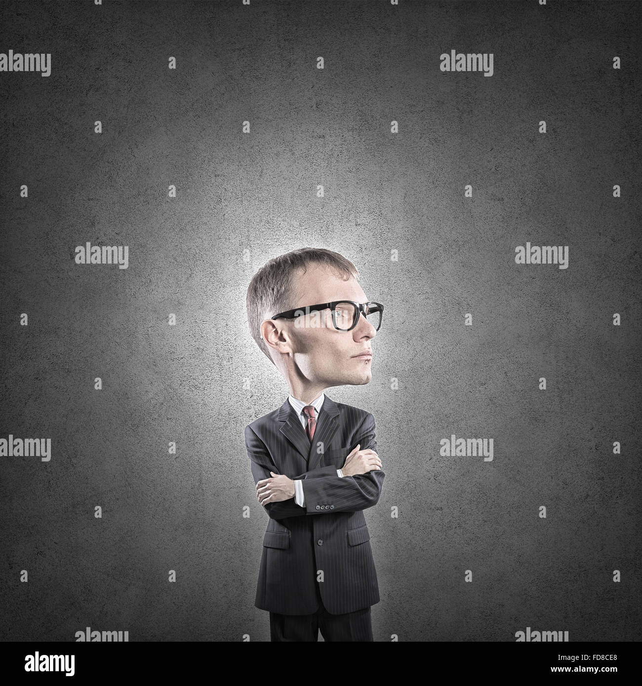 Young funny man in glasses with big head Stock Photo - Alamy