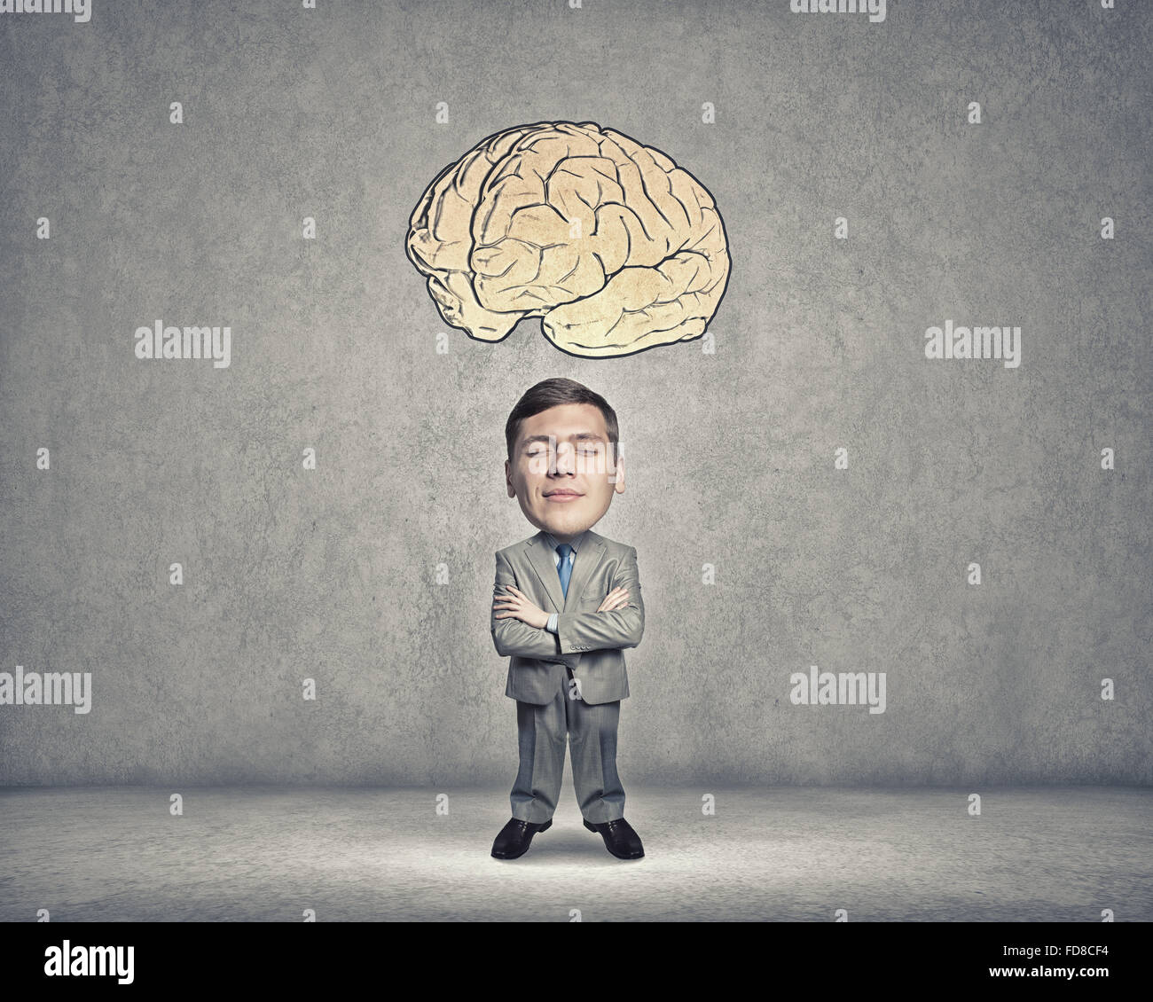 Young man with big head thinking about something Stock Photo - Alamy