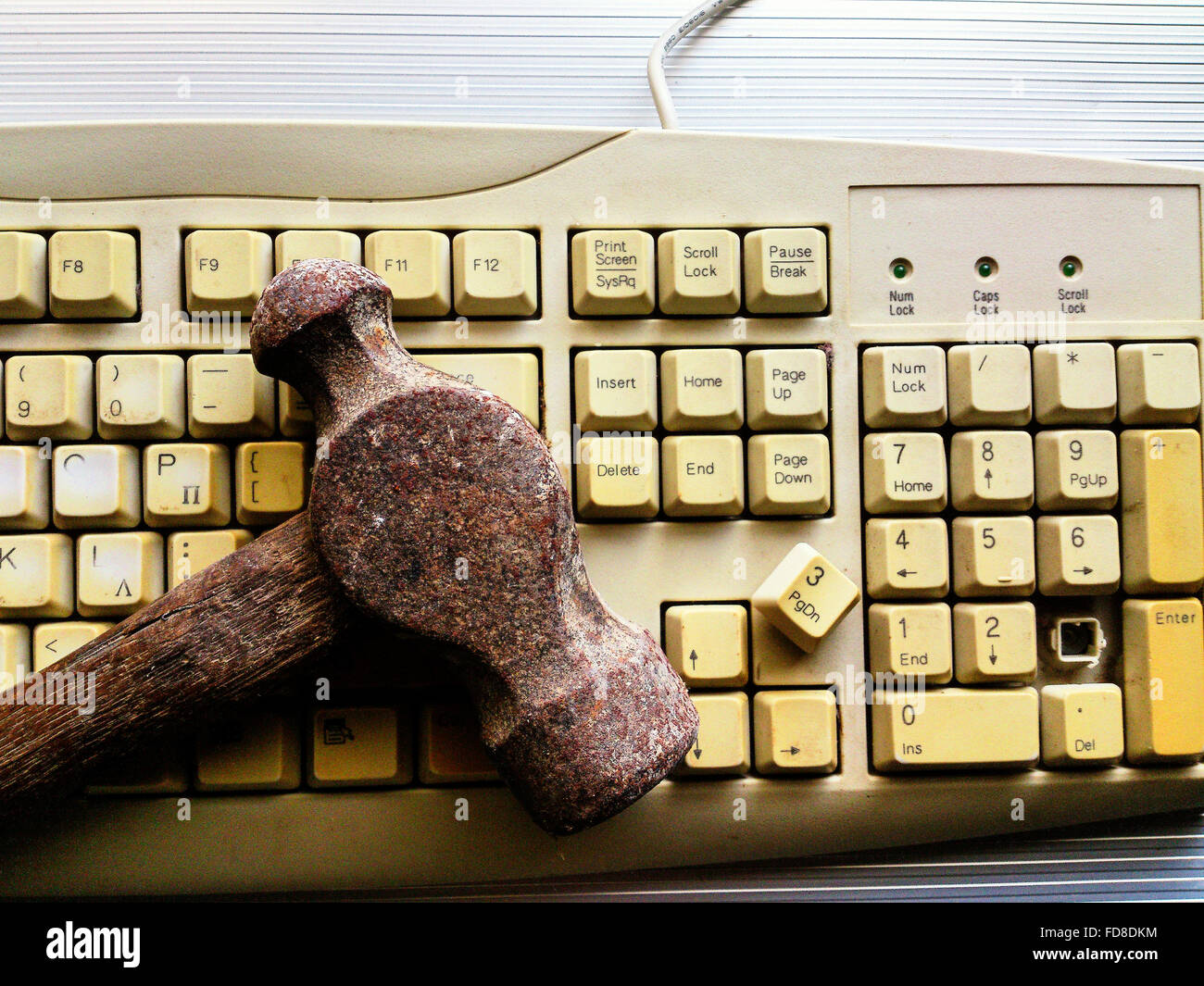 Hammer On Keyboard Stock Photo - Alamy