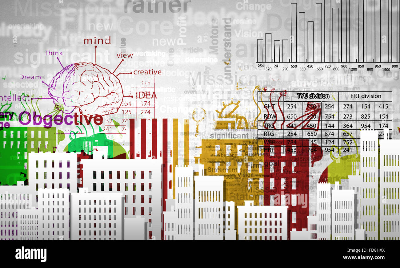 Composite collage with modern city landmarks and buildings Stock Photo ...