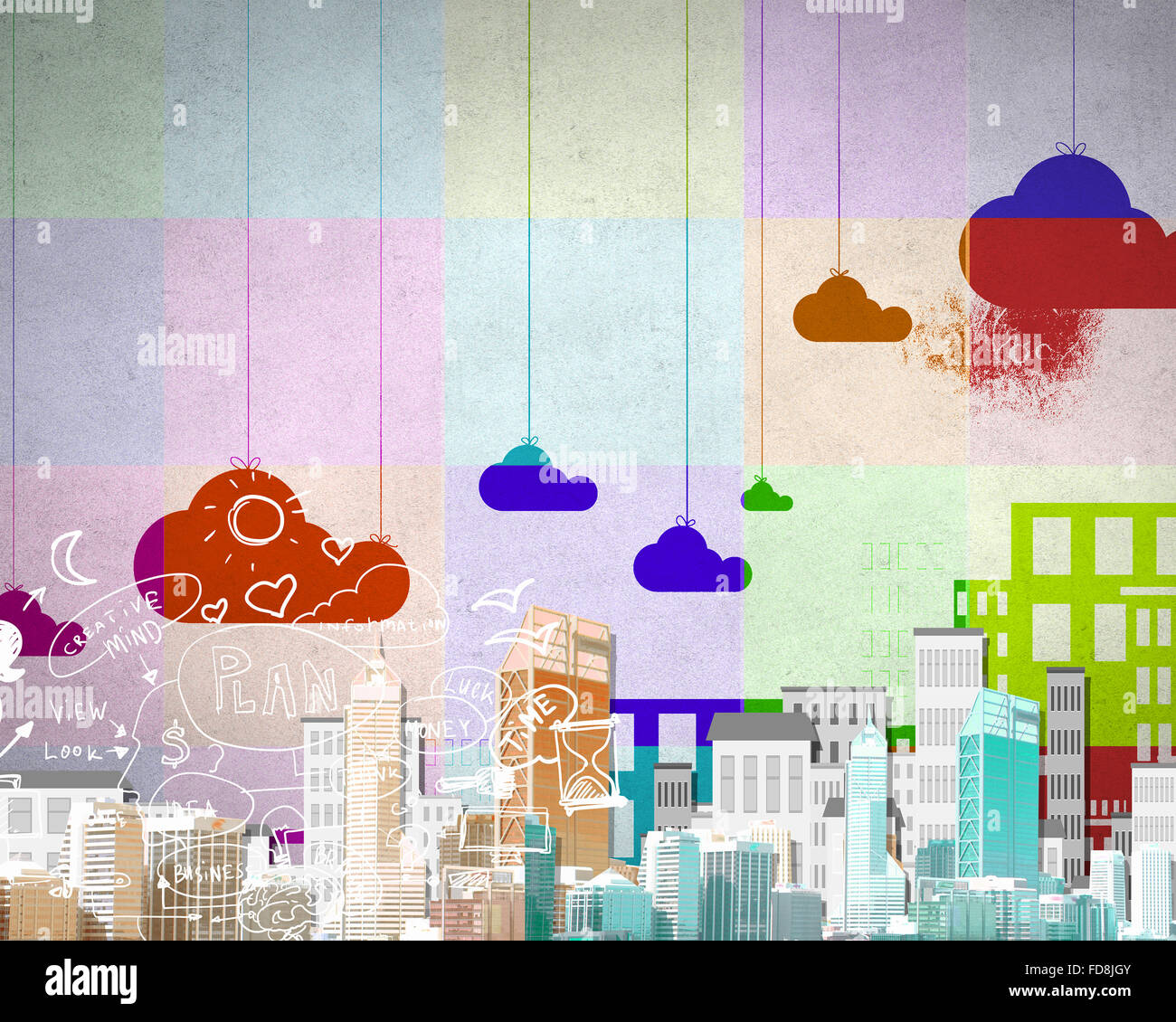 Composite collage with modern city landmarks and buildings Stock Photo ...