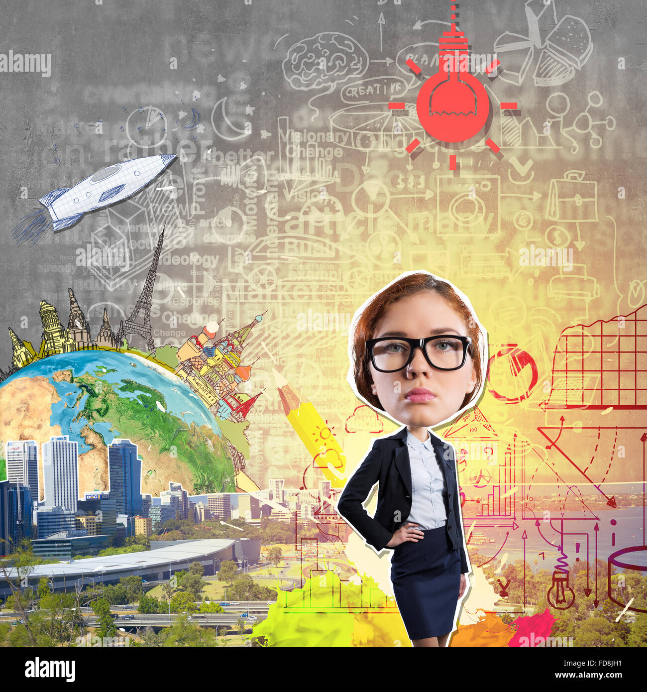 Young smiling businesman at composite business background Stock Photo ...