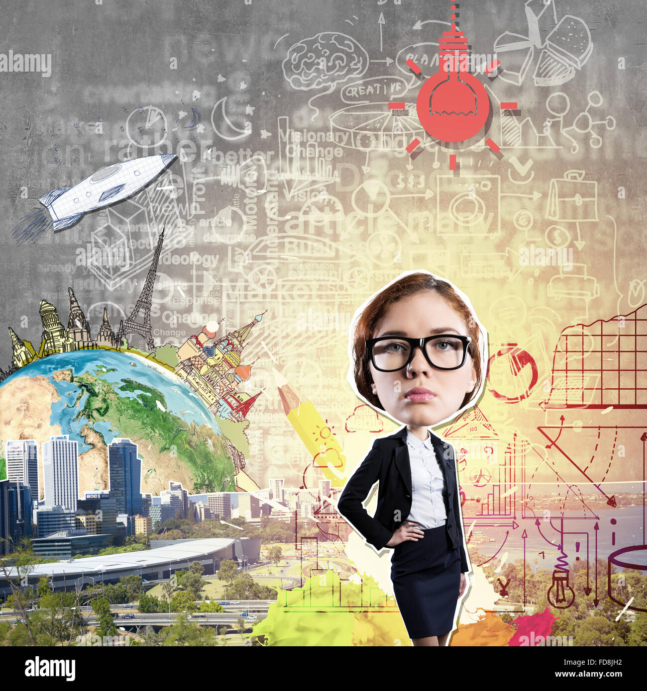 Young smiling businesman at composite business background Stock Photo ...