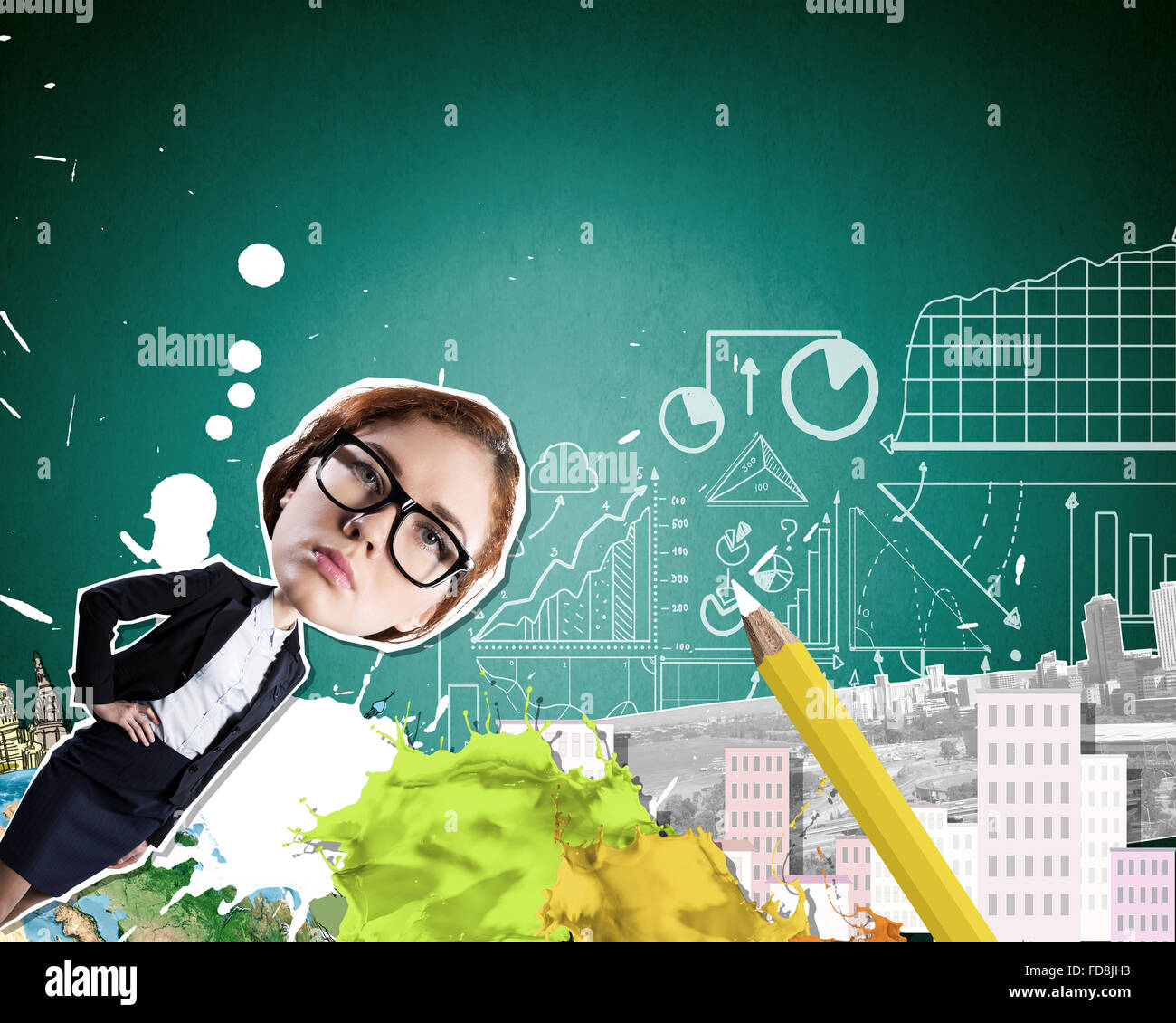 Young smiling businesman at composite business background Stock Photo ...