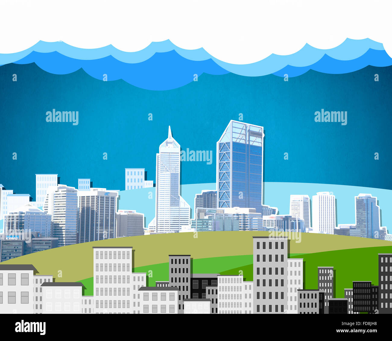 Composite collage with modern city landmarks and buildings Stock Photo ...
