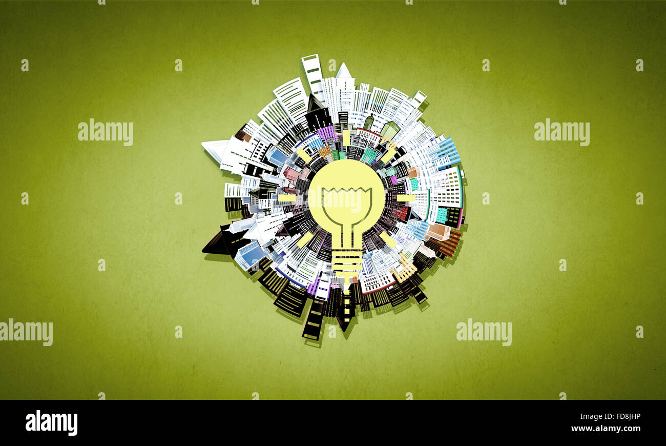 Composite collage with modern city landmarks and buildings Stock Photo ...