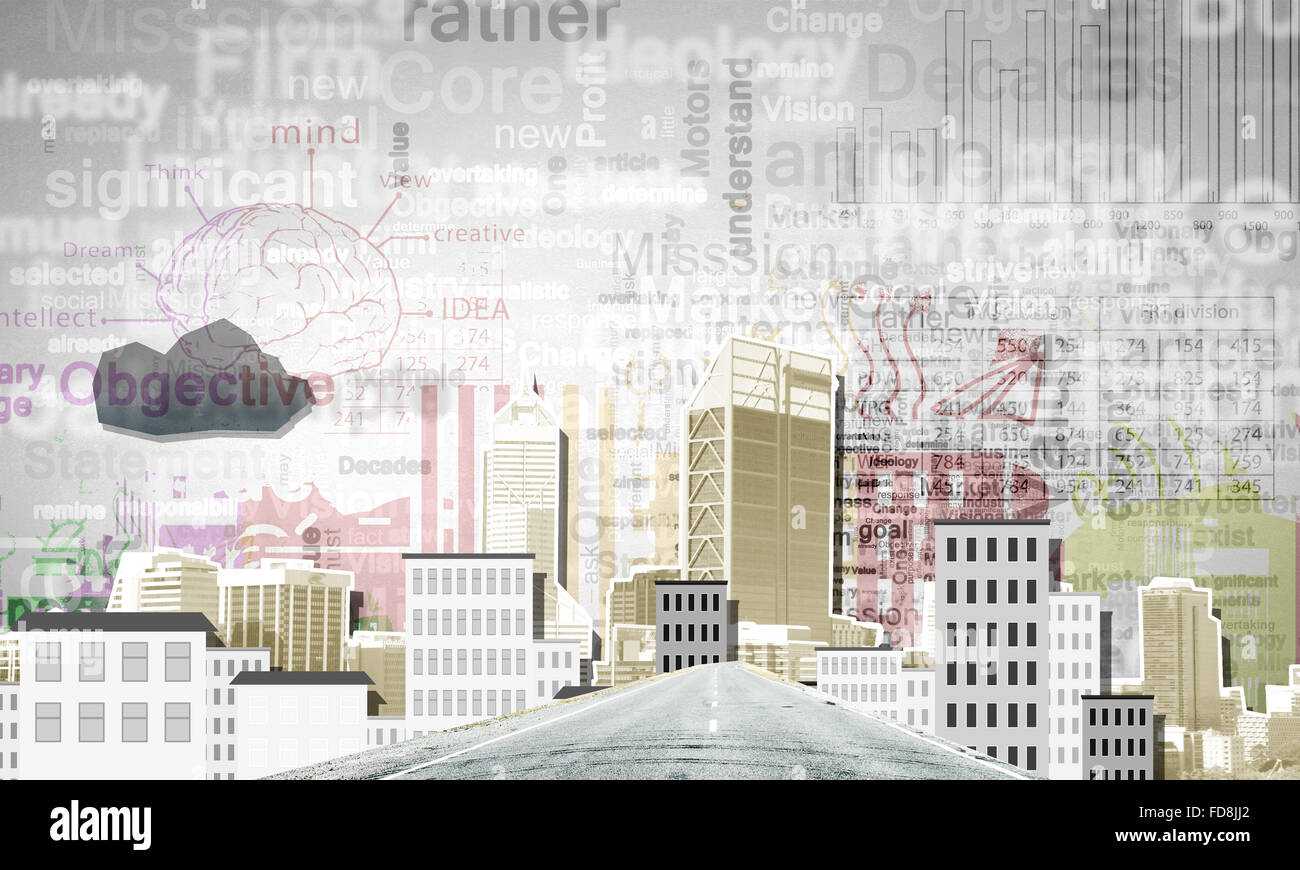 Composite collage with modern city landmarks and buildings Stock Photo ...