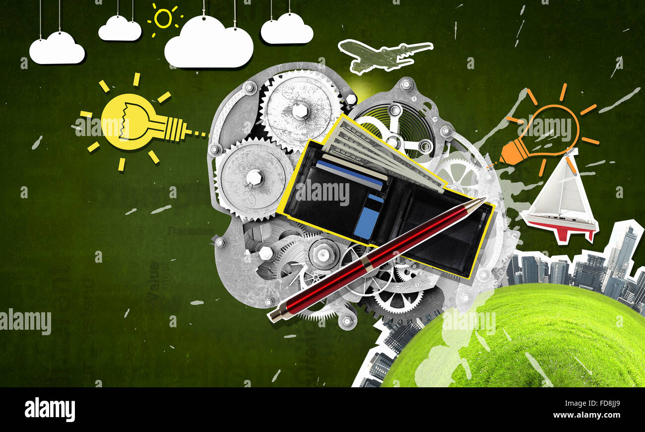 Composite collage with modern city landmarks and buildings Stock Photo ...