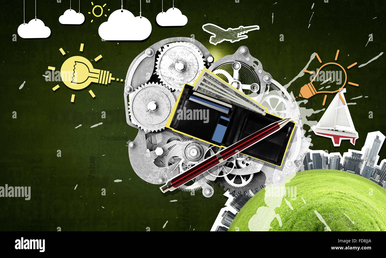 Composite collage with modern city landmarks and buildings Stock Photo ...