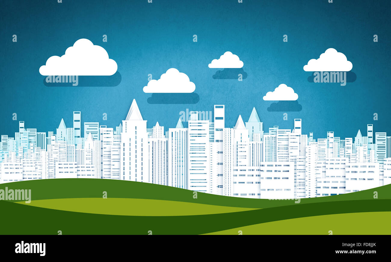 Composite collage with modern city landmarks and buildings Stock Photo ...