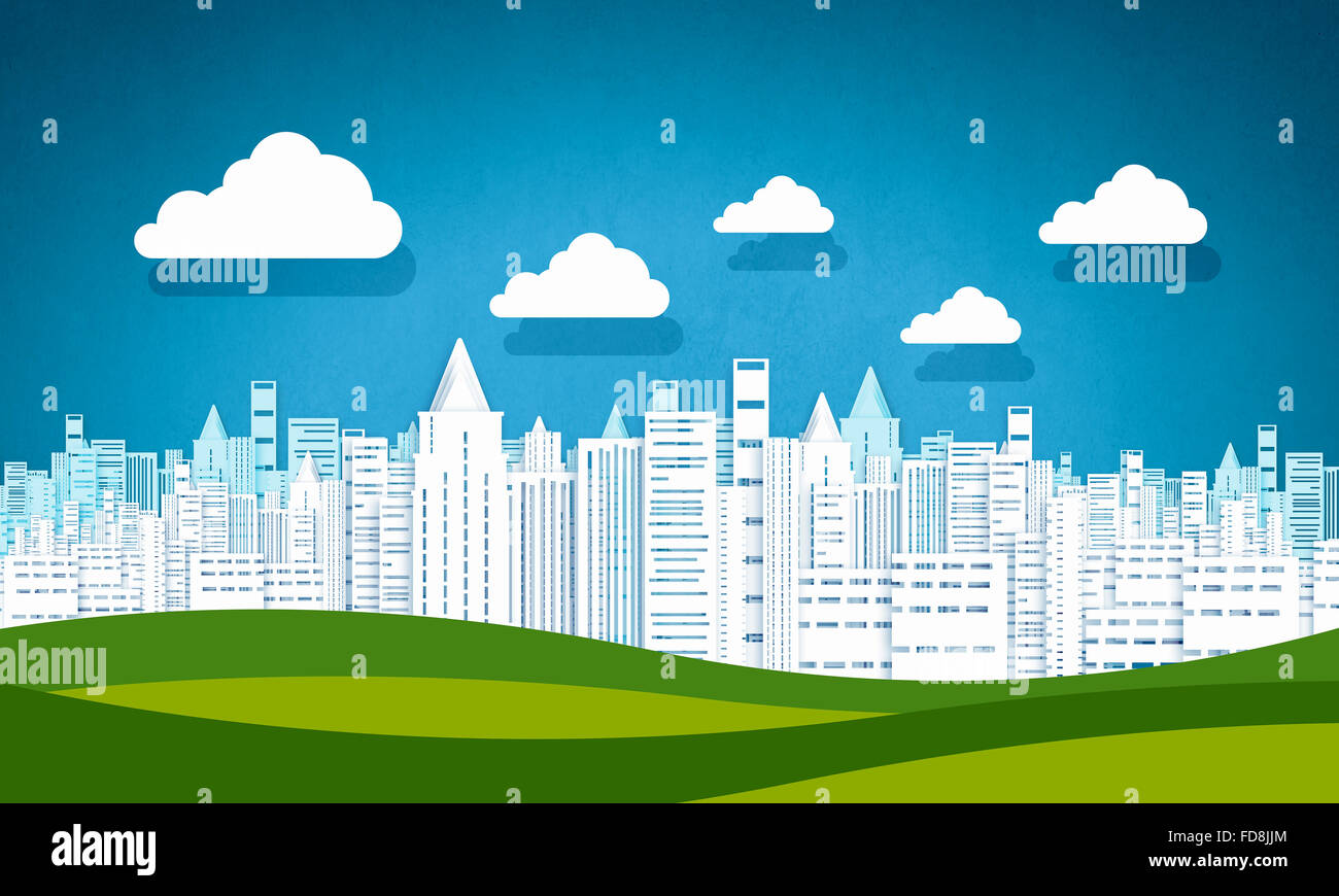 Composite collage with modern city landmarks and buildings Stock Photo ...
